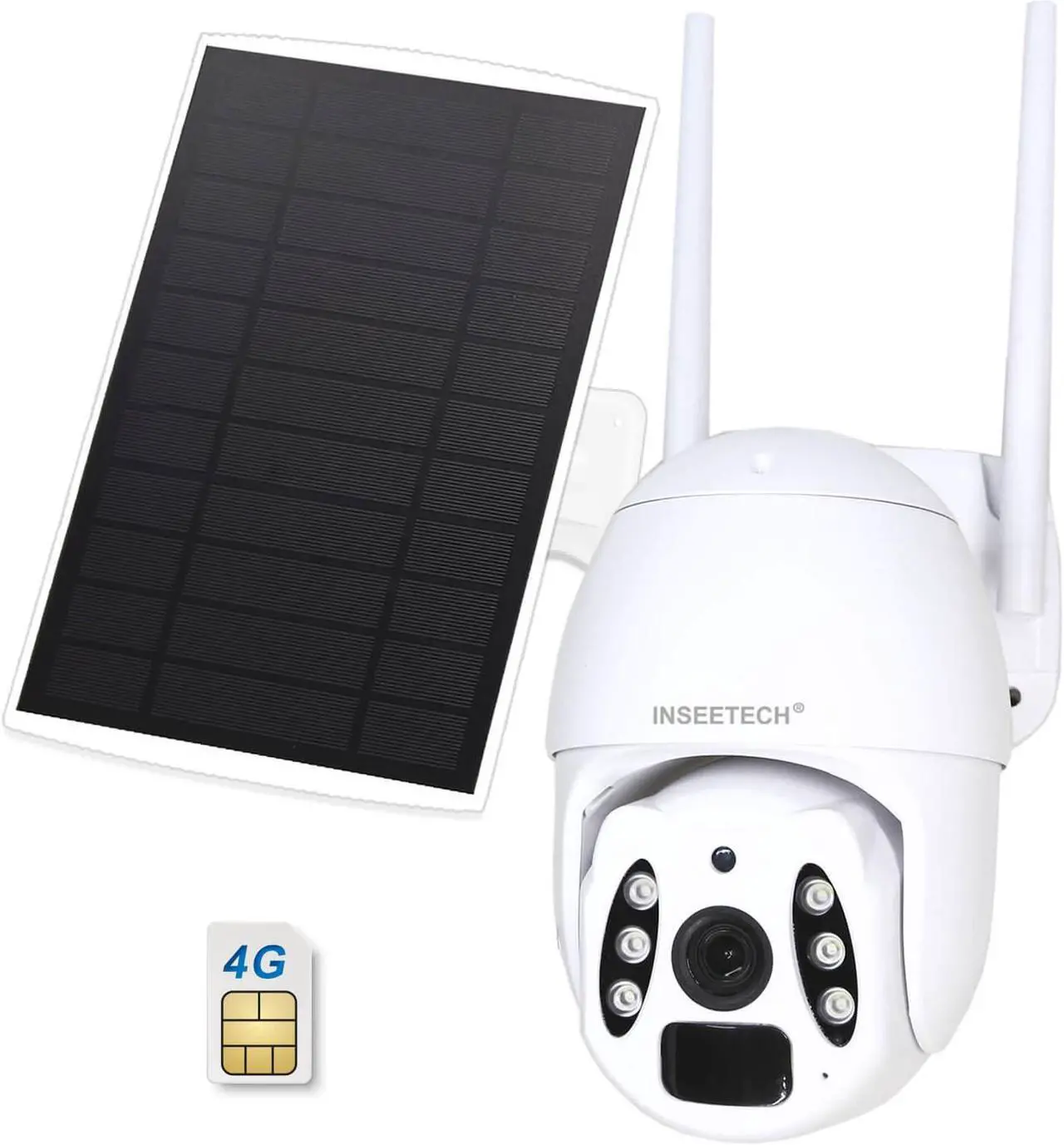 INSEETECH 4G LTE Cellular Wireless Solar Camera with SIM Card, No WiFi ...