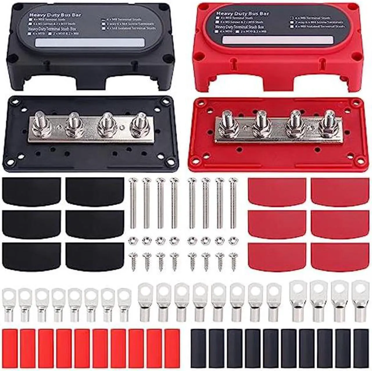 300A Heavy Duty Module Bus BAR 12V 24V 48V DC Power Distribution Block with 4 x 5/16" (M8 ...