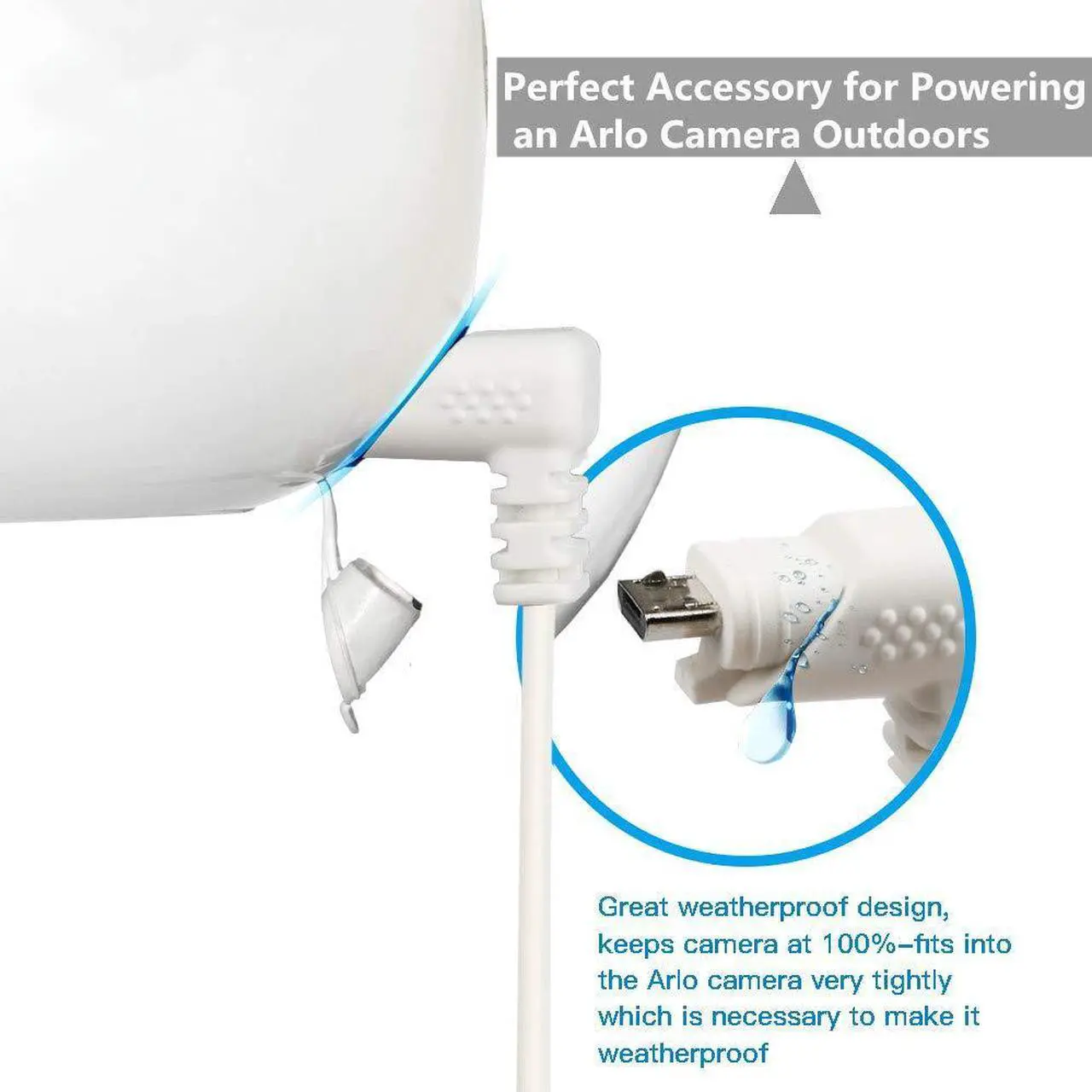 Arlo Power Cable 20Ft / 6M, EaseBuy 2-Pack Arlo Cord and Charger ...