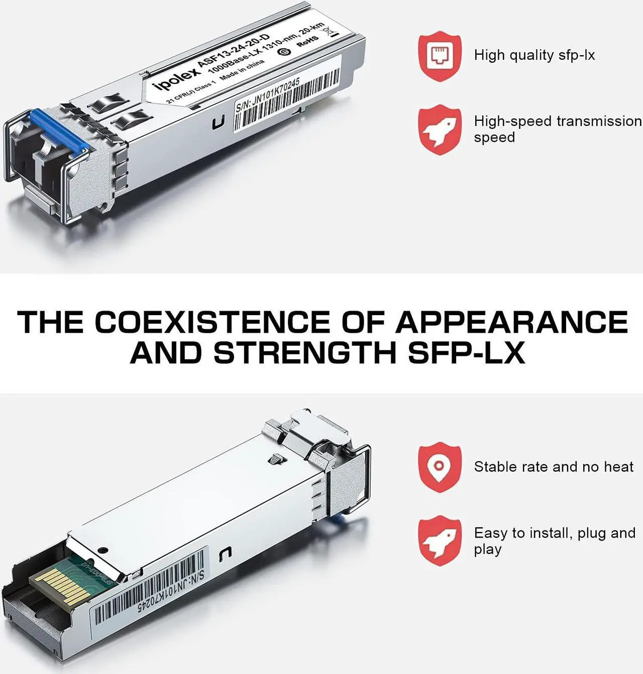4-Pack 1000Base-LX SFP Transceiver, 1.25G Single Mode SFP LC Fiber ...