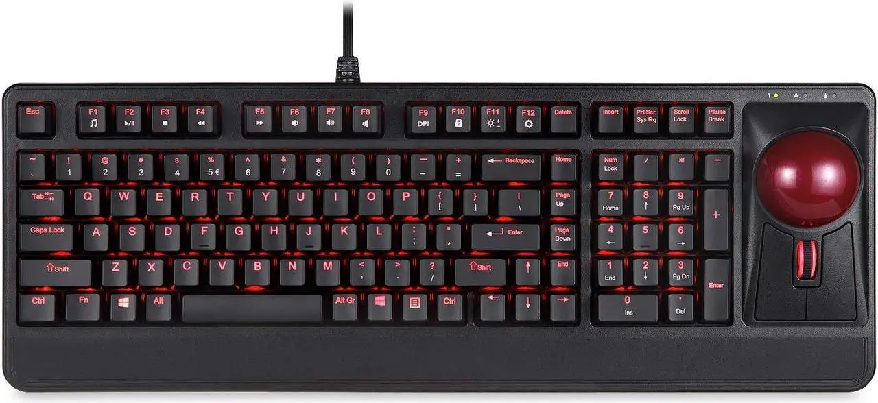 Perixx Periboard-322 Wired Mechanical Trackball Keyboard with 2 Hubs, 2 ...