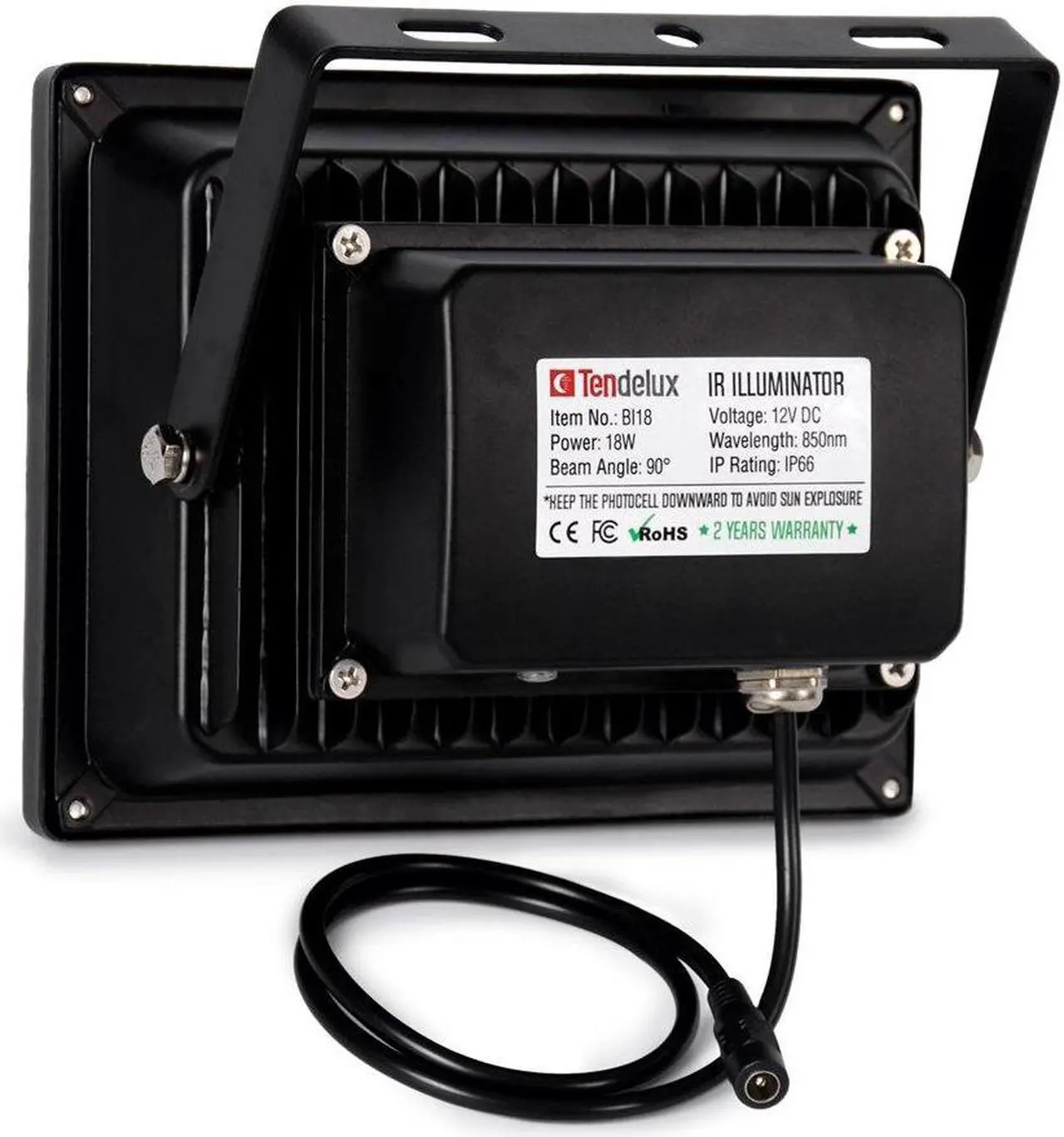 Tendelux 200ft Long Range IR Illuminator | BI18 90deg LED Outdoor IR ...