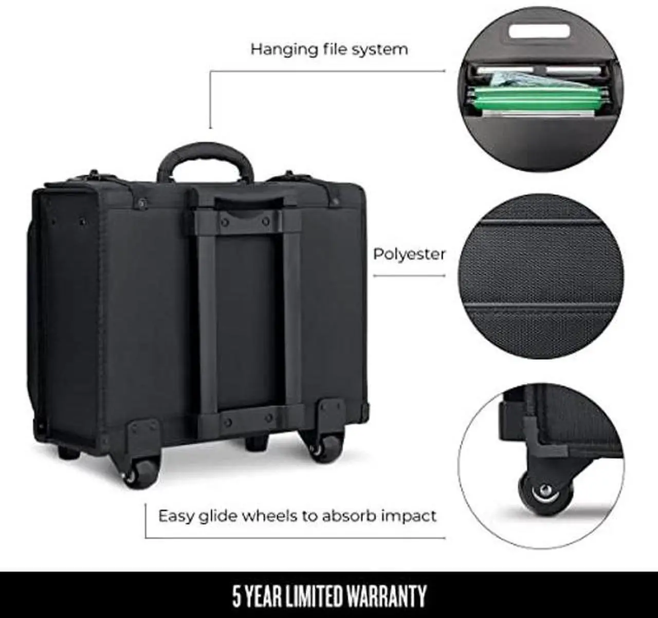 Solo Morgan Rolling Hard Side Catalog and Laptop Case, Black - Newegg.com