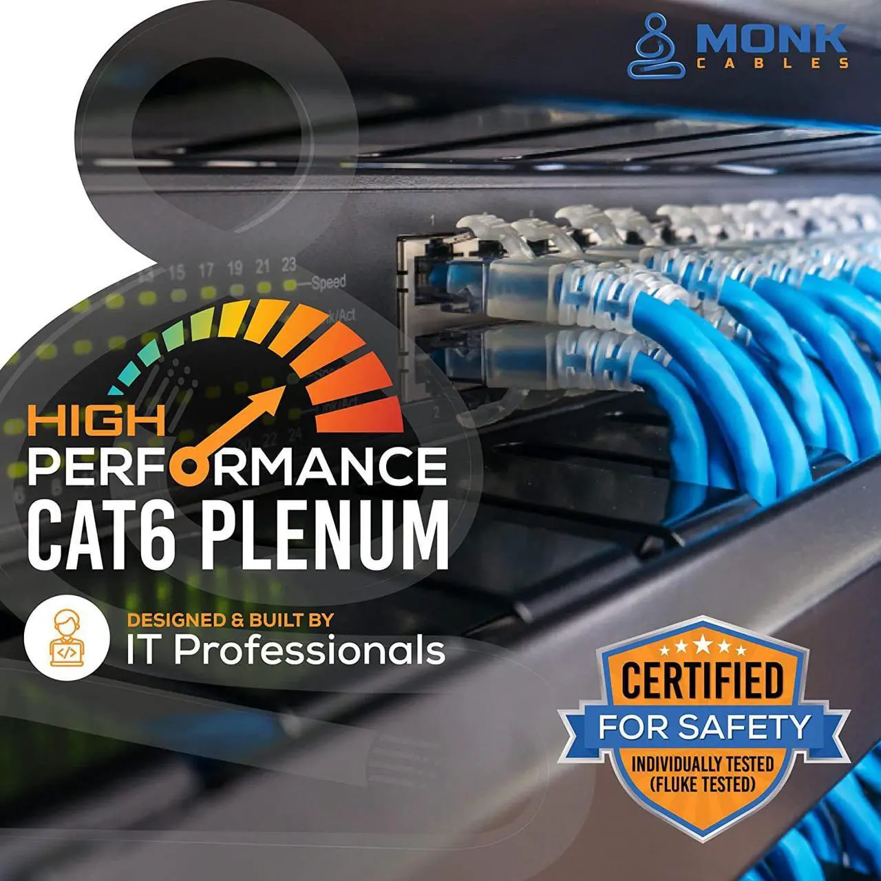 CAT6 Plenum (CMP) 1000ft Bulk Ethernet Cable | 100% Pure Solid Bare Copper | 550MHz, 23AWG ...