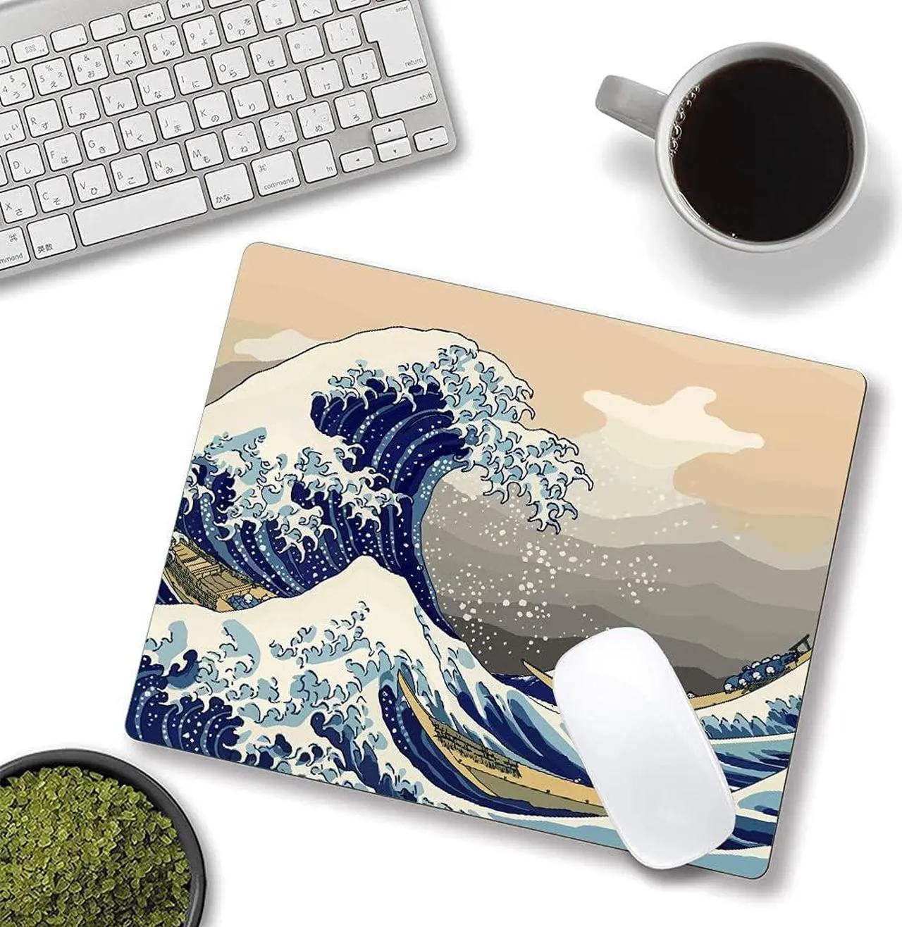 Japanese Mouse Pad Sea Wave Mouse Pad Mouse Mat Square Waterproof Mouse ...