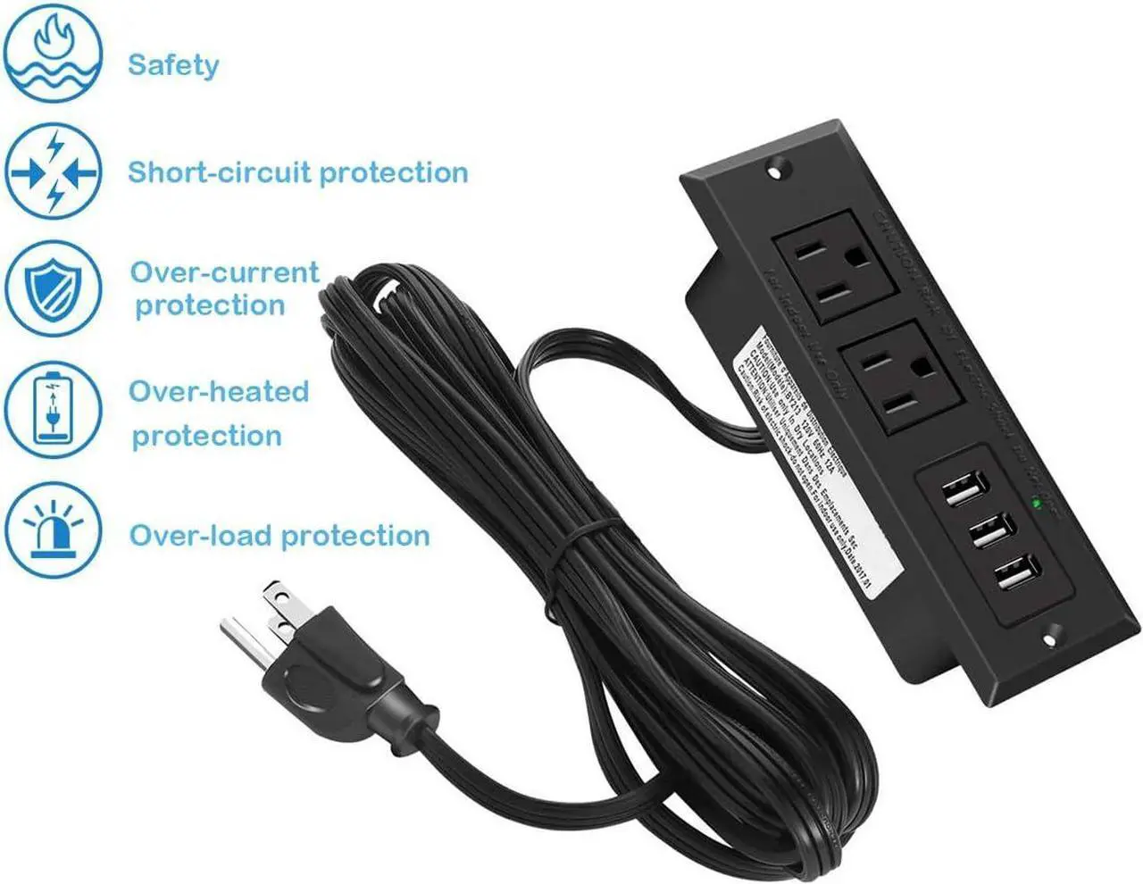 Furniture Recessed Power Strip, Recessed Desk Outlet with 3.1A Max USB ...