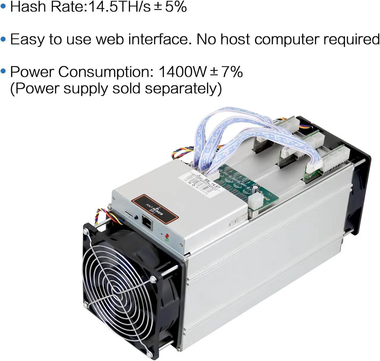 Refurbished: Antminer S9j 14.5TH/S Bitcoin Miner, BTC ETH Miner Machine ...