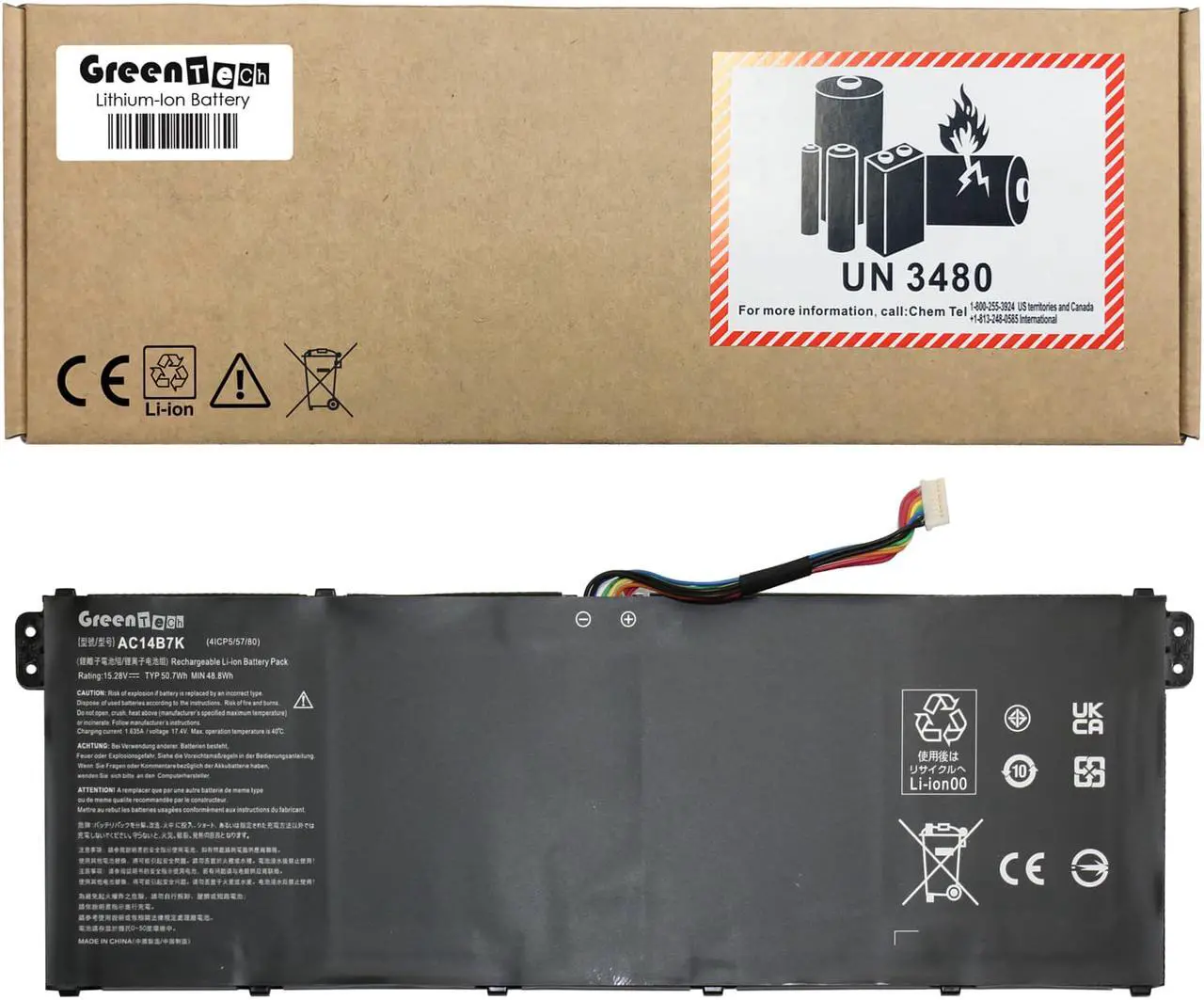 GREENTECH AC14B7K KT.0040G.004 BATTERY FOR ACER CHROMEBOOK CB3-111 C810 ...