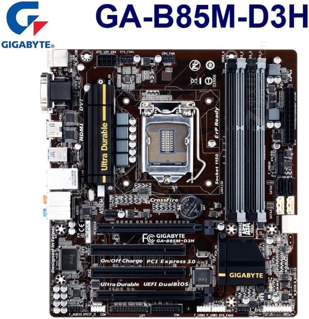 Refurbished: Gigabyte GA-B85M-D3H Socket 1150 DDR3 32G USB3.0 SATA3.0 Intel B85 Core i7/i5/i3 ...
