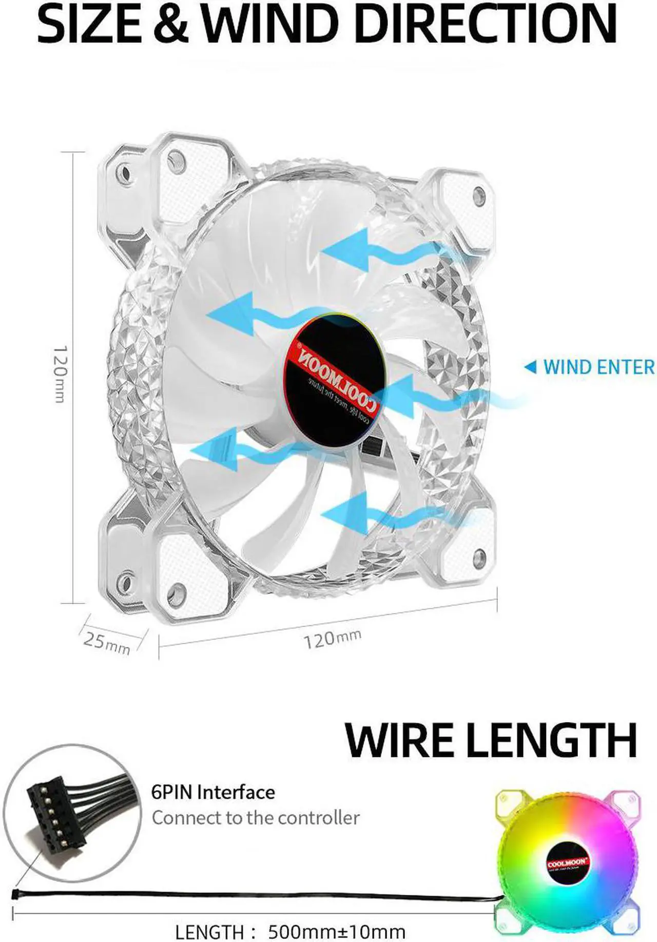 NewStyp Diamond 120mm Fan Cooling PC Computer Case Fans PWM 6PIN ...