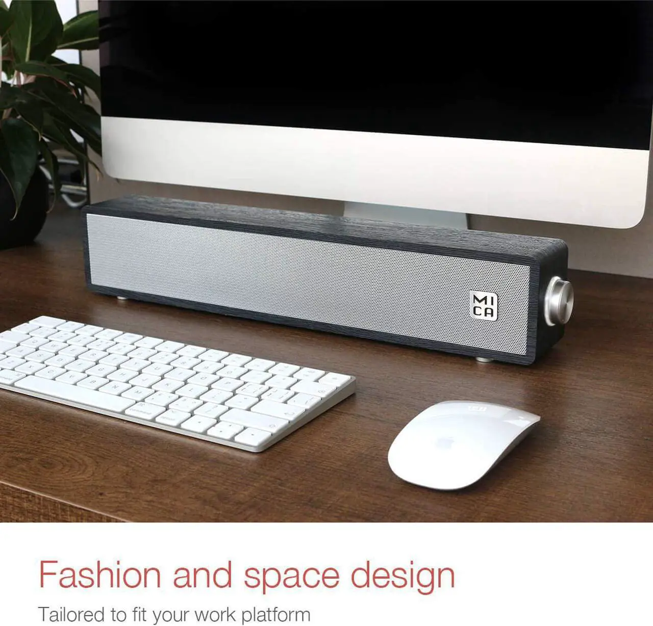 Computer Speakers, Wired Computer Sound Bar, Wooden Mini Soundbar, USB ...