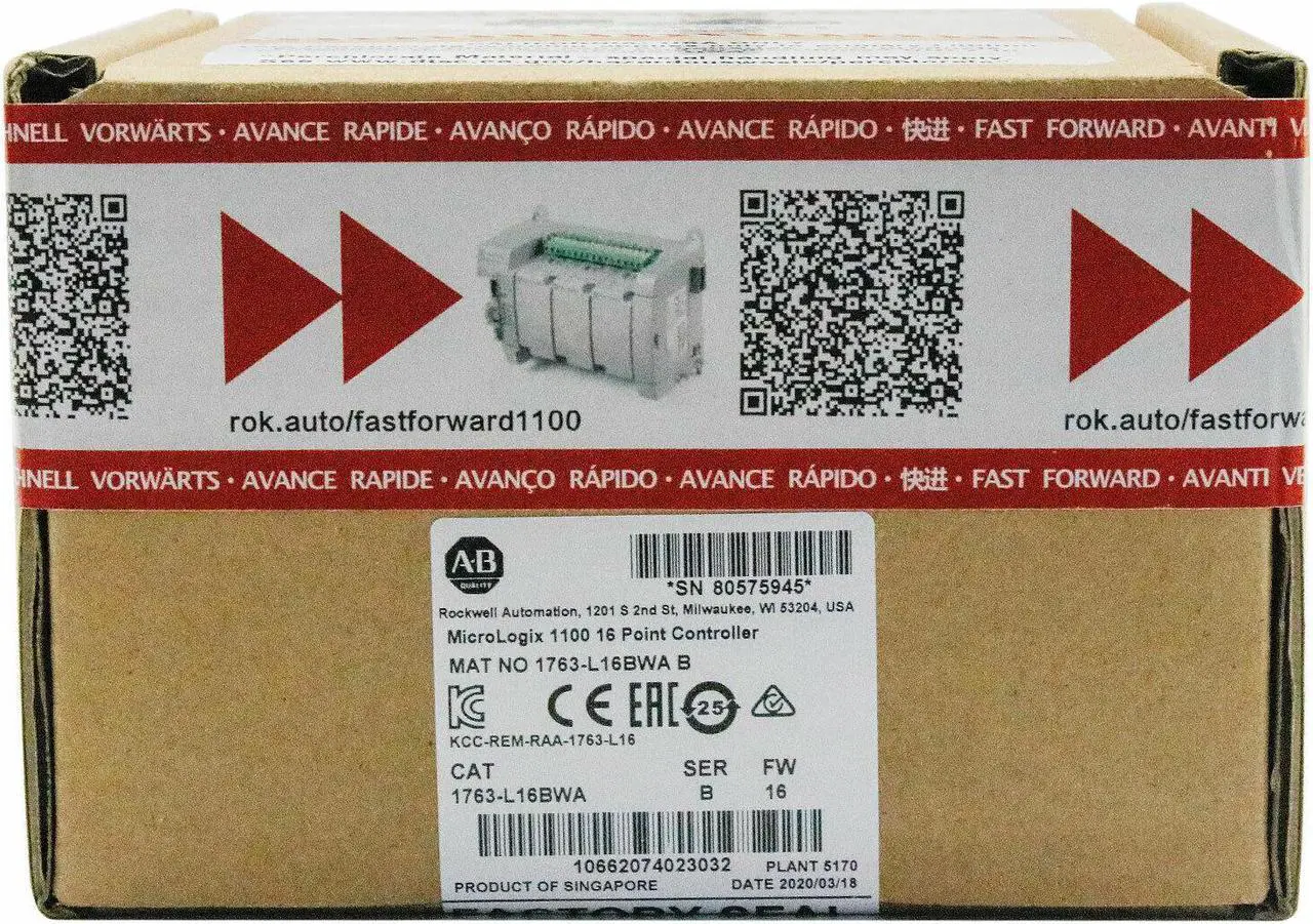 Factory Sealed Allen Bradley 1763-L16BWA/B MicroLogix 1100 1763L16BWA ...