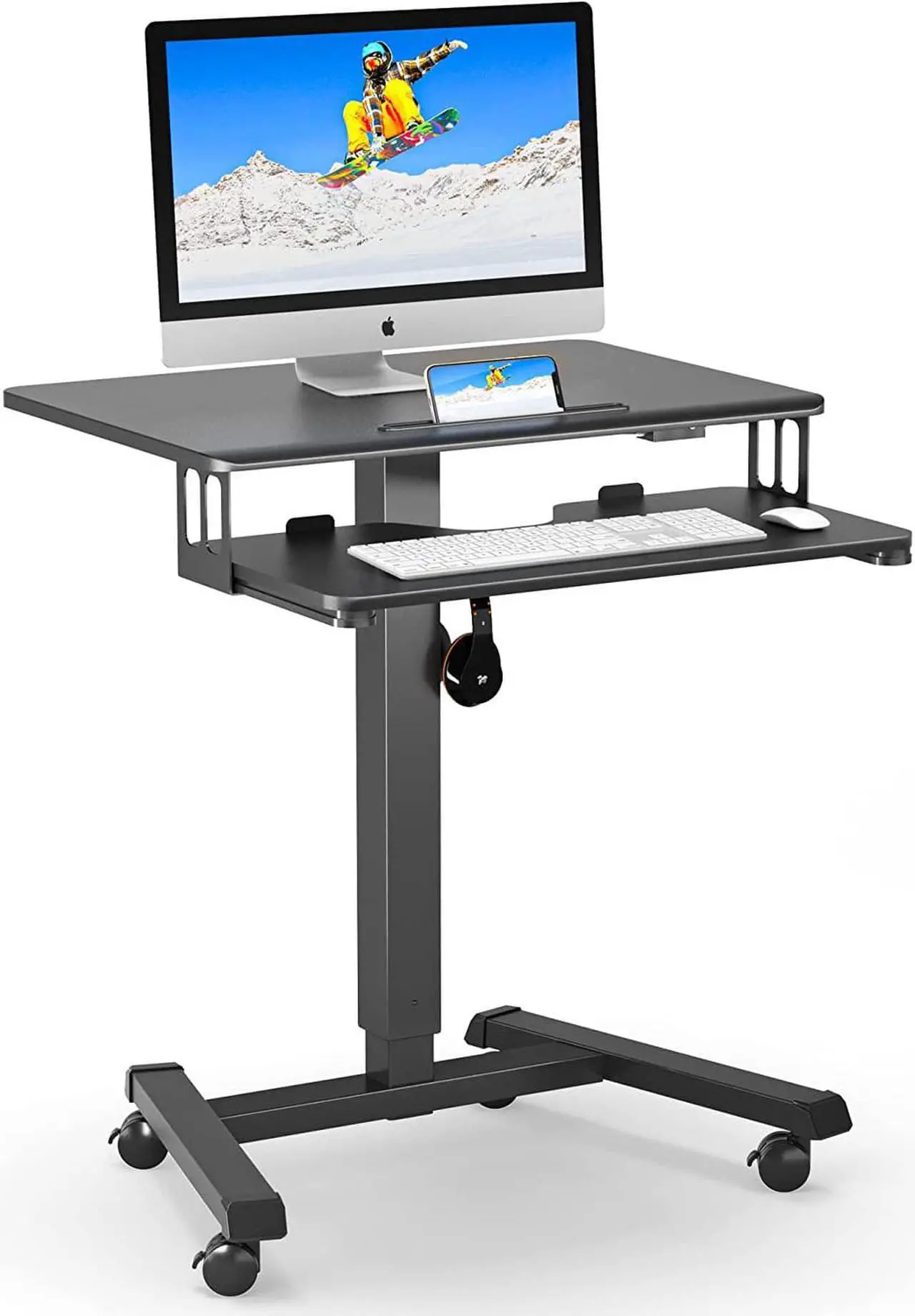 Mobile Standing Desk with Keyboard Tray, Mobile Podium, Computer ...