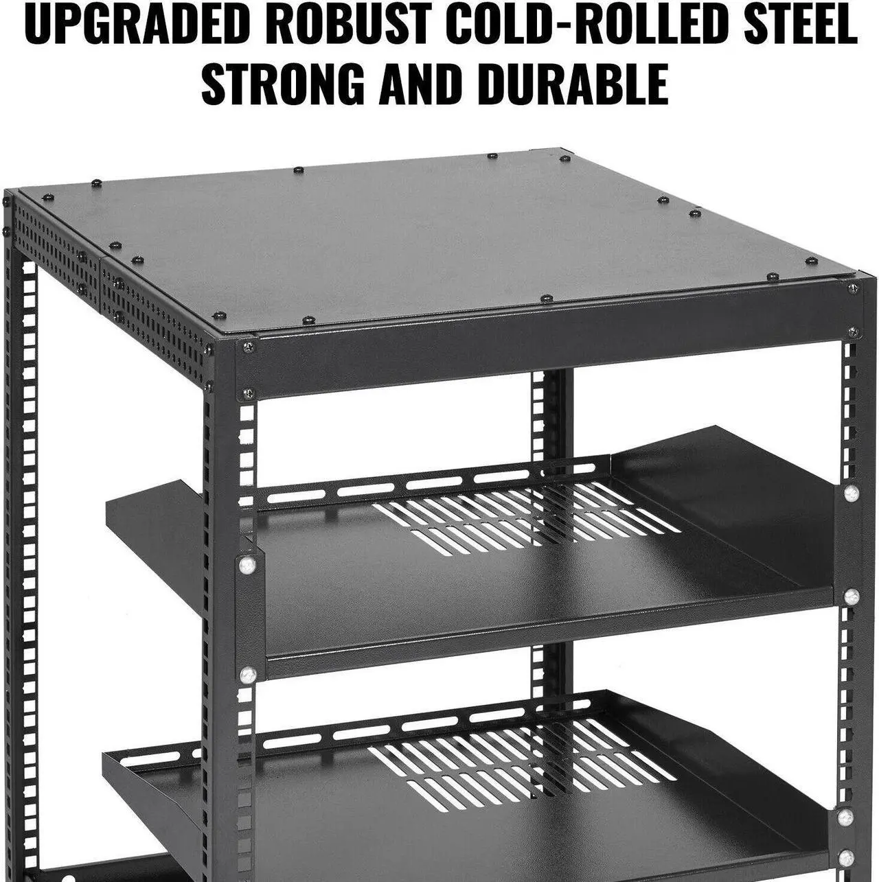 12U Open Frame Server Rack, 15''-40'' Adjustable Depth, Free Standing ...