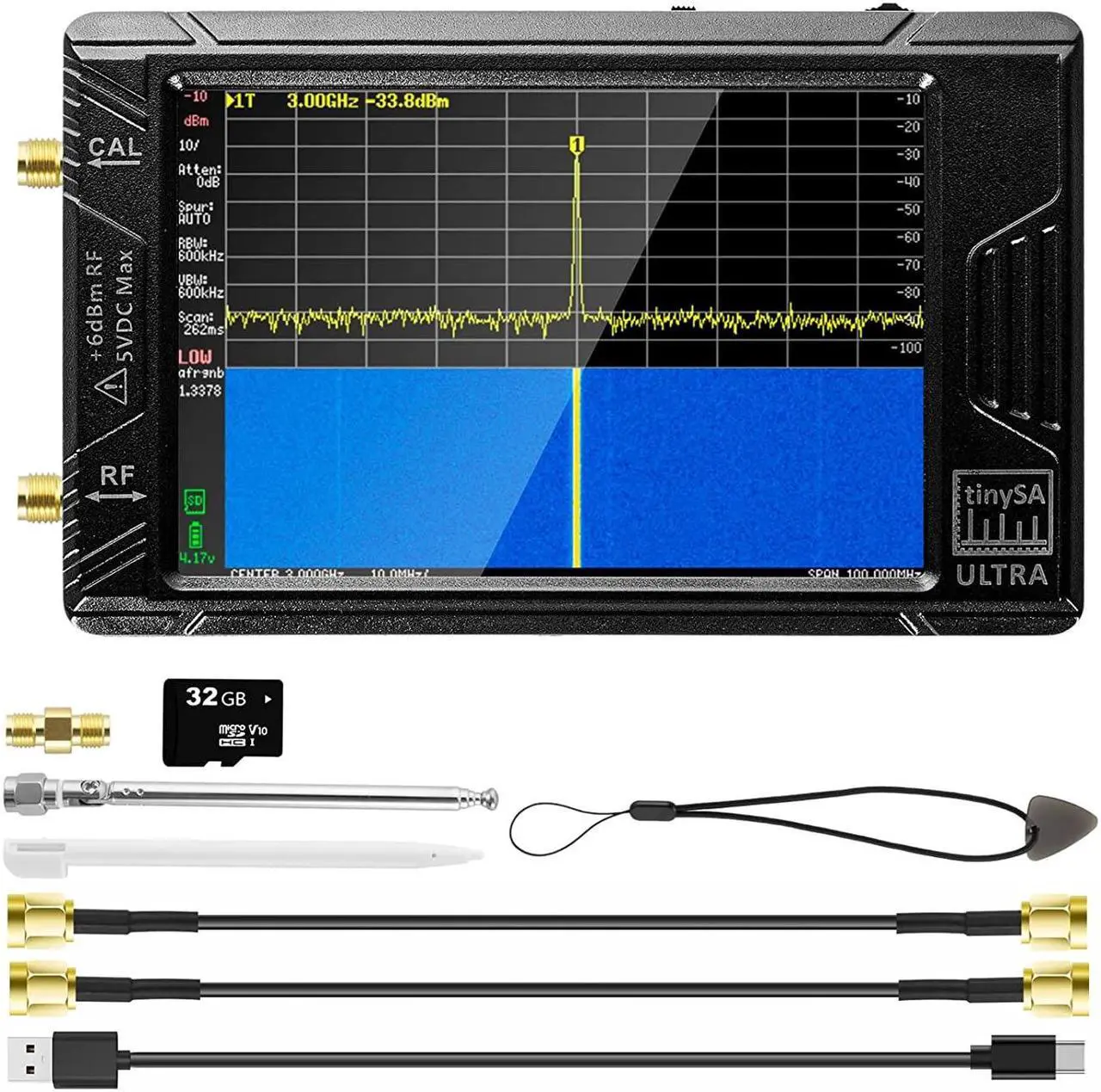 TinySA Ultra 4inch Spectrum Analyzer - Portable V0.4.5.1 100kHz-5.3GHz ...