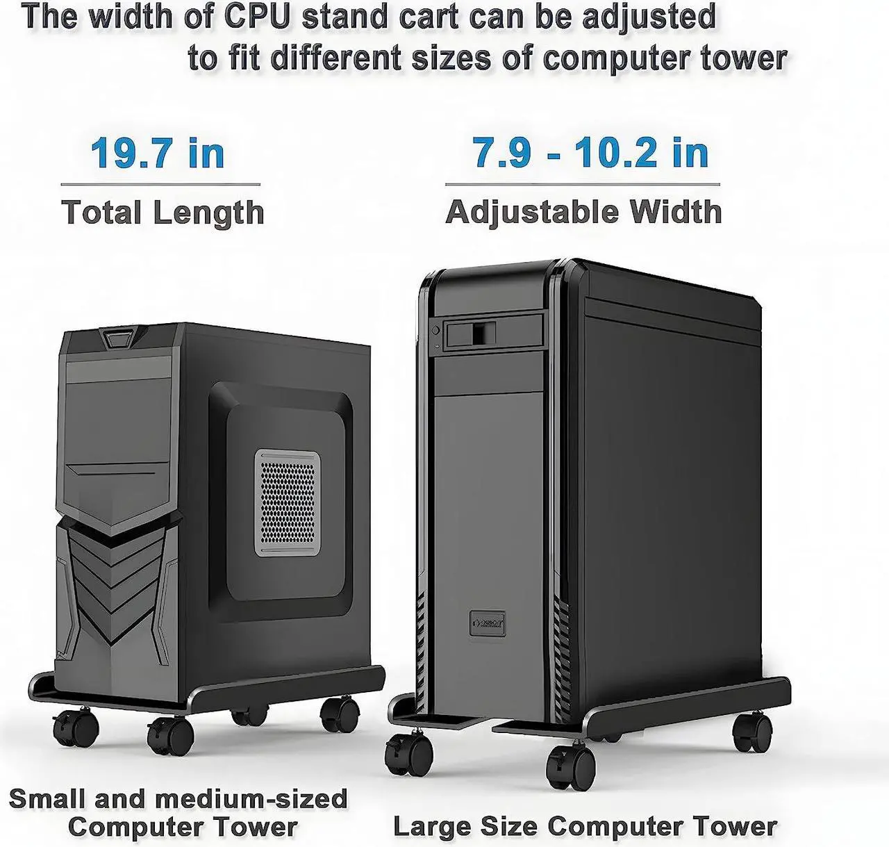 Computer Tower Stand, Adjustable Heavy-Duty CPU Stand Cart, Mobile ...