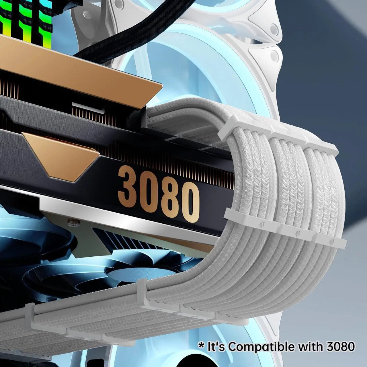 Power Supply Sleeved Cable, 16 AWG PSU Extension Cable Kit of White ...