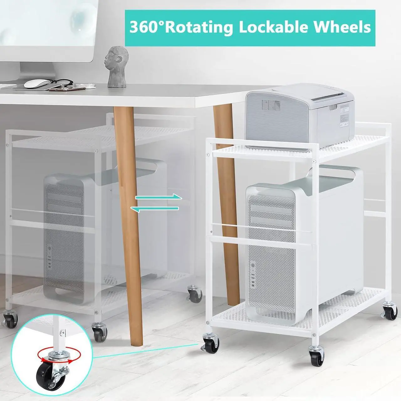 Computer Tower Stand PC Tower Stand, Mobile CPU Holder Stand Cart with ...