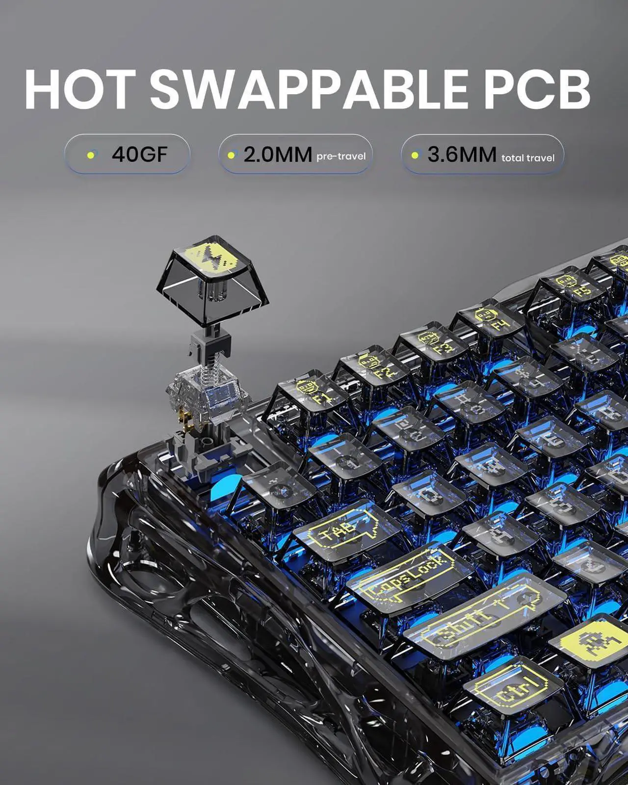 Grava Star Mechanical Gaming Keyboard, 75% Gasket Hot Swappable Custom ...