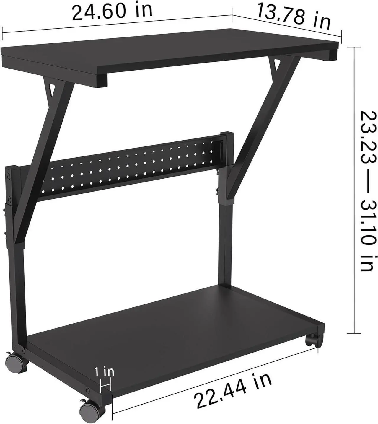 Computer Tower Cart - Height Adjustable PC Stand, 2-Tier ATX-Case CPU ...