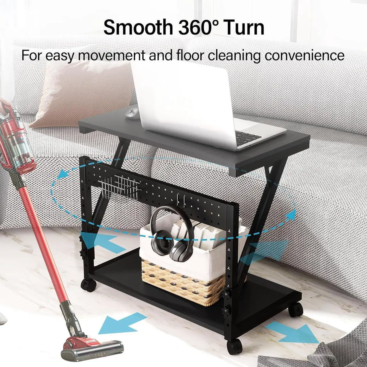 Computer Tower Cart - Height Adjustable PC Stand, 2-Tier ATX-Case CPU ...