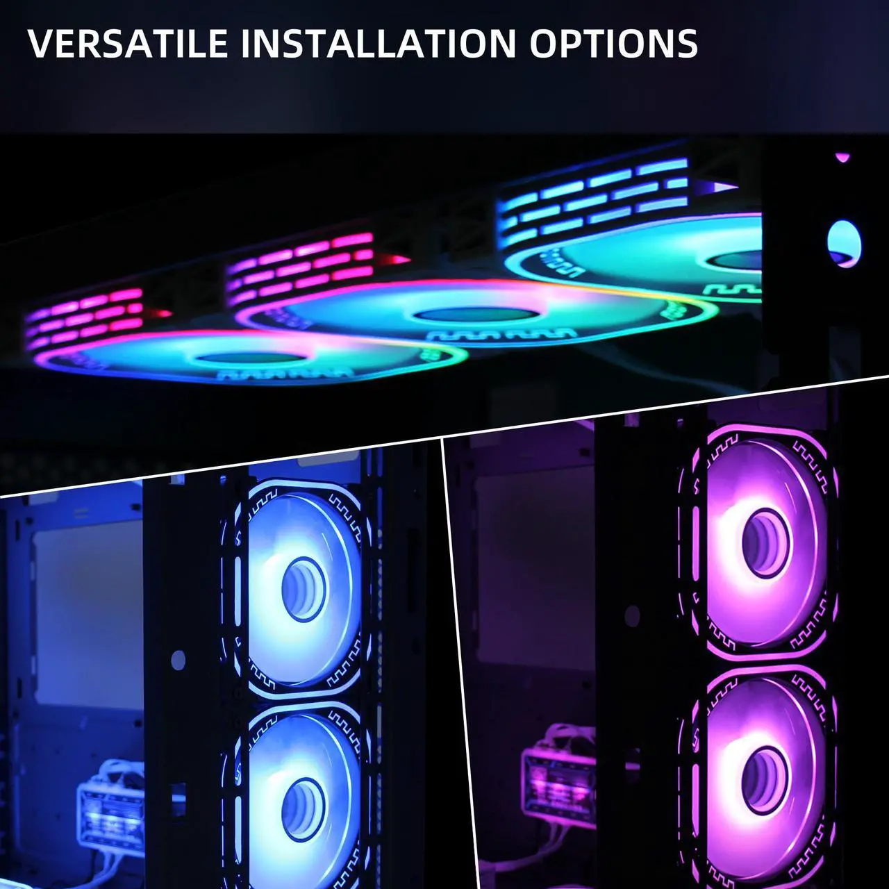 PANO-MOUNTS 120mm RGB Fans 12V Quiet Gaming PC Computer LED CPU Cooler ...