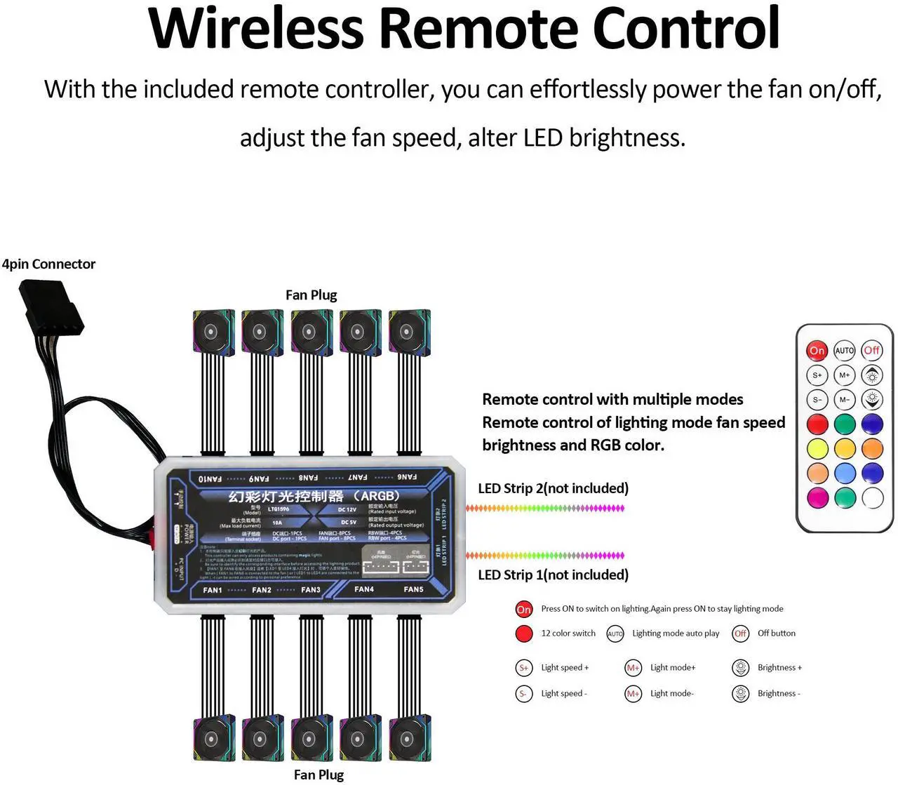 PANO-MOUNTS 120mm Black Infinity Mirror RGB Fans 12V 6Pin Quiet Gaming ...
