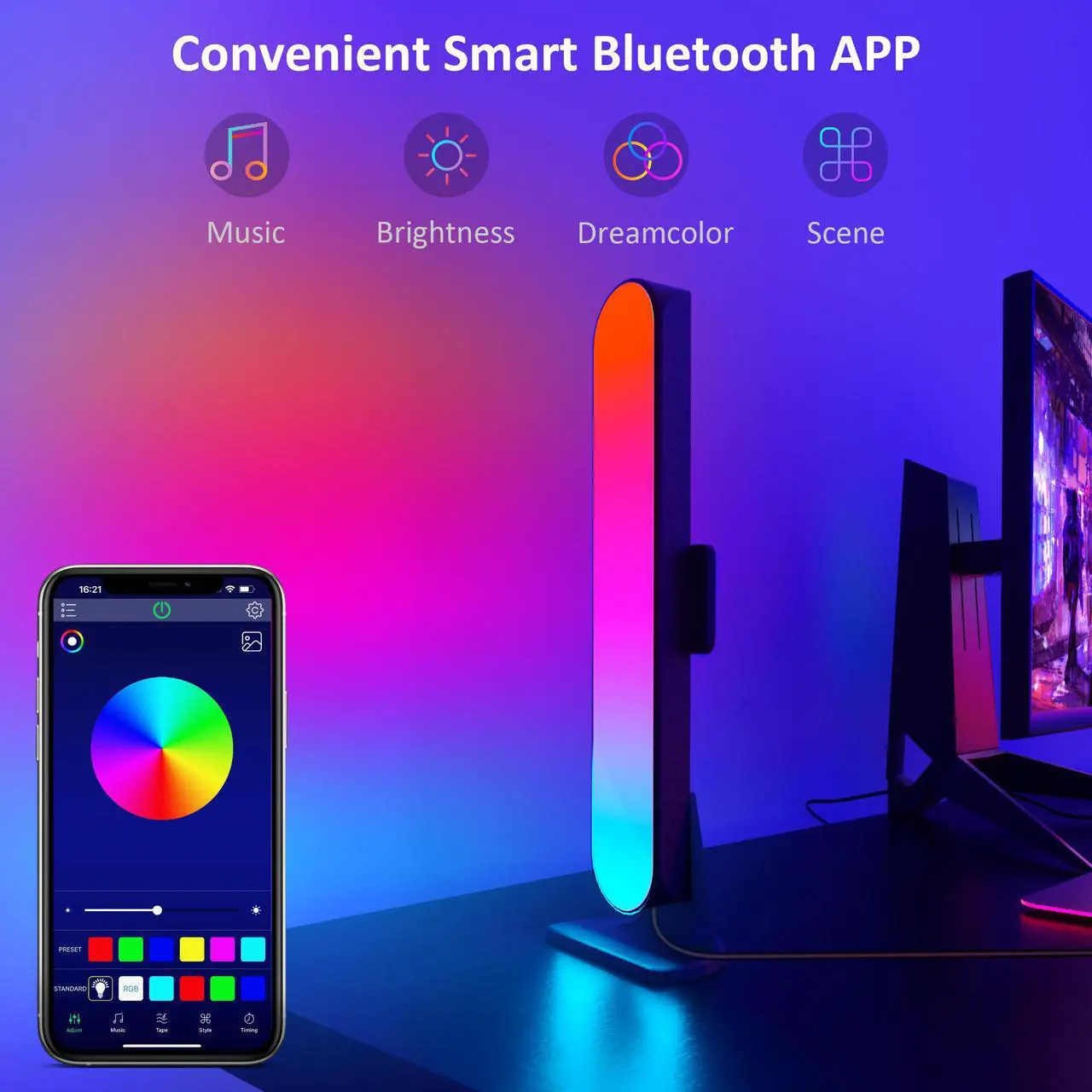 Maylit Smart Light Bars 2 Packs, Smart LED Lights with 12 Scene Modes ...