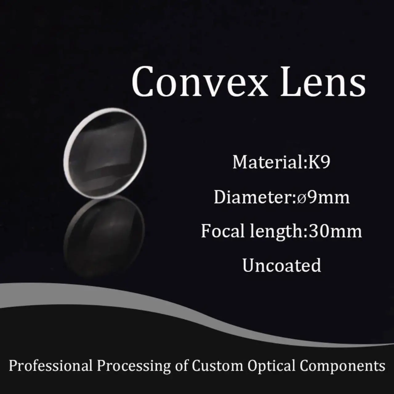 Hot selling optical glass convex lens diameter 9mm focal length 30mm ...