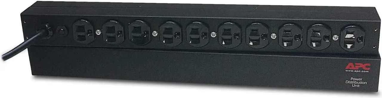 APC Rack Mount PDU, Basic 100V-120V/15A, (10) Outlets, 1U Horizontal ...