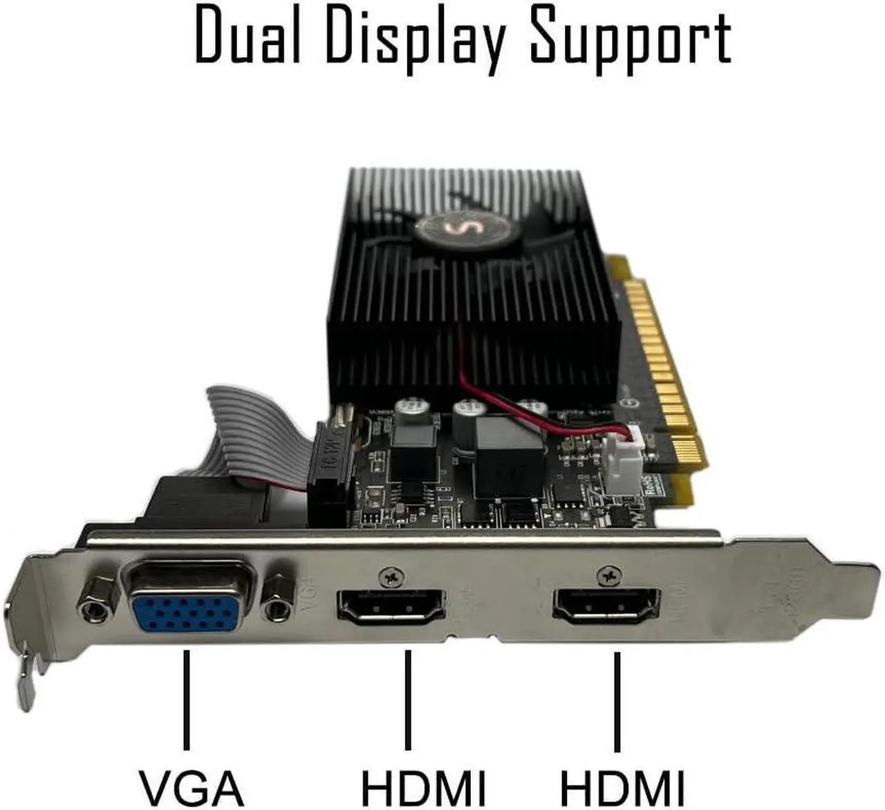 SAPLOS GT 730 2GB DDR3 128-bit, Dual HDMI, VGA, Low Profile Graphics Card, PC Video Card ...