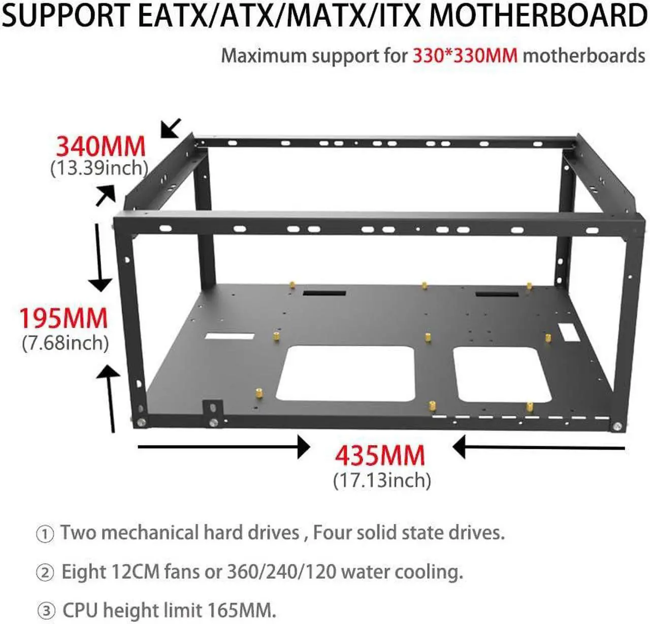 Egowz DIY Computer Case PC Frame Desktop Chassis Stackable Rack Stand ...