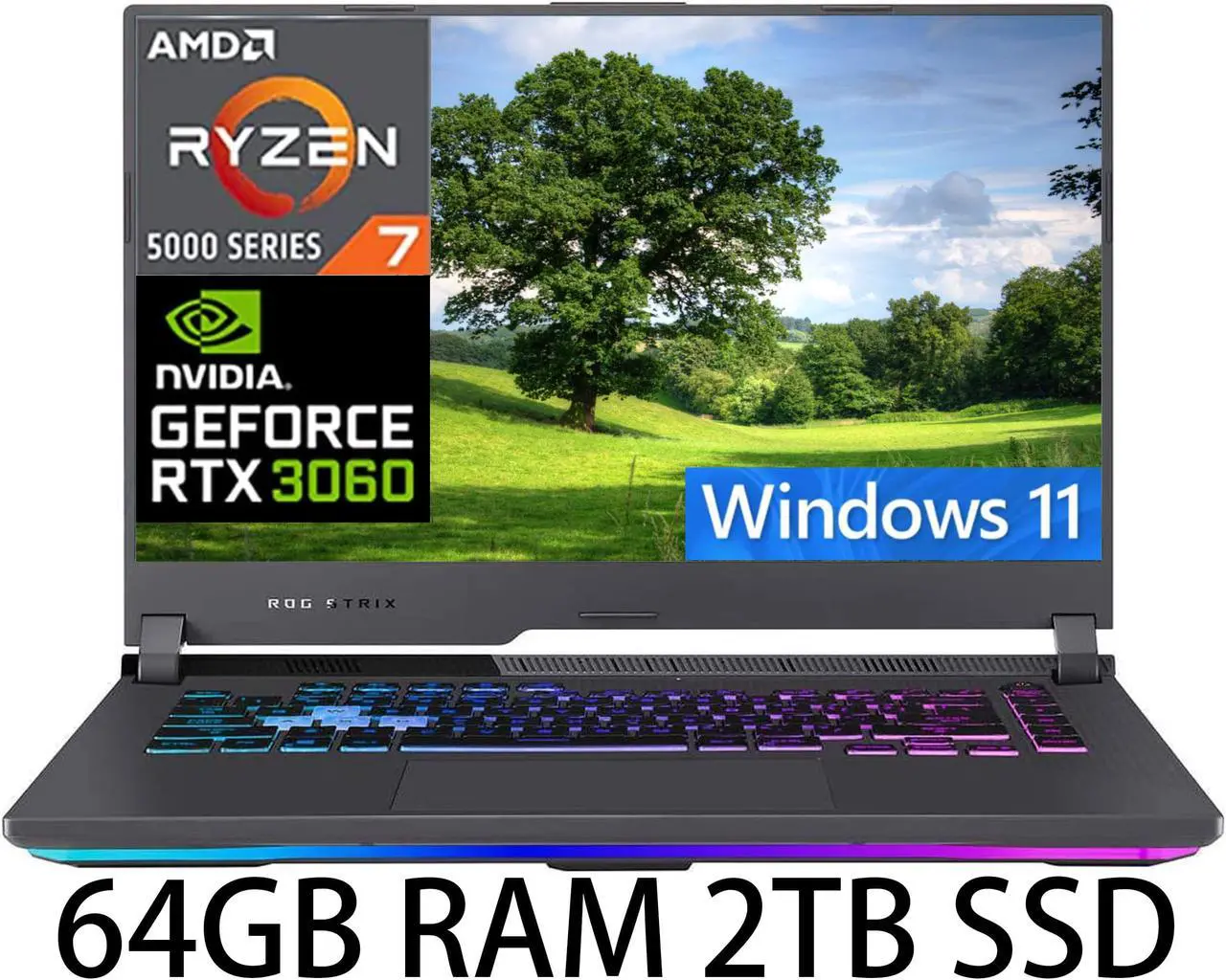 ASUS ROG Strix 15 Gaming Laptop, 15.6" FHD IPS 144Hz, AMD Ryzen 7 4800H ...