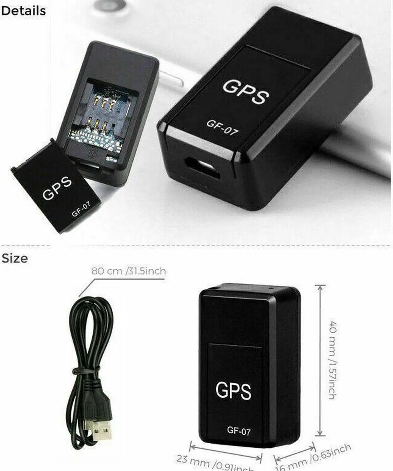 GF07 Mini Magnetic GPS Tracker Real-time Car Truck Vehicle Locator GSM ...