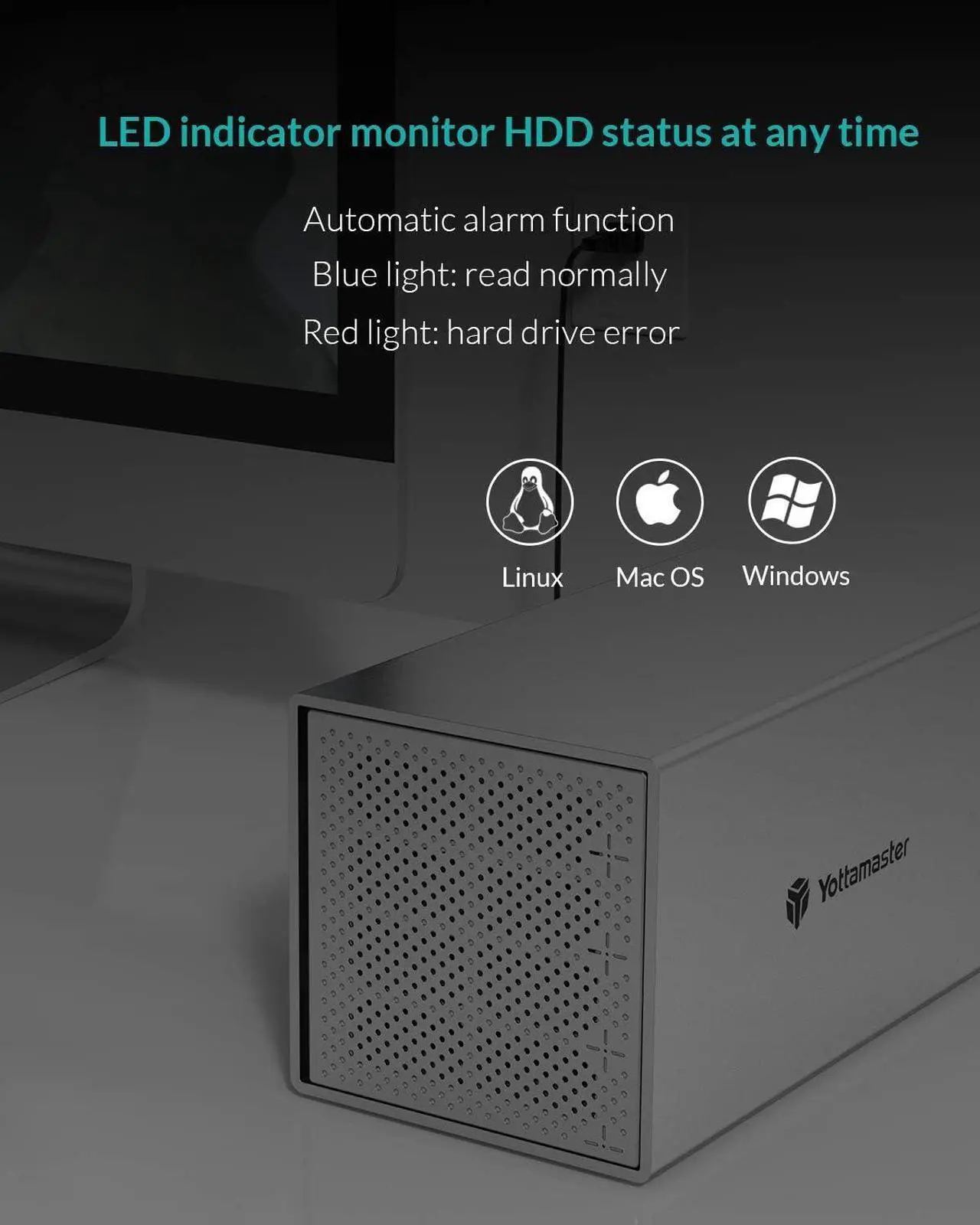 Yottamaster 4 Bay Hard Drive Enclosure, Aluminum Alloy 4 Bay 2.5/3.5 ...