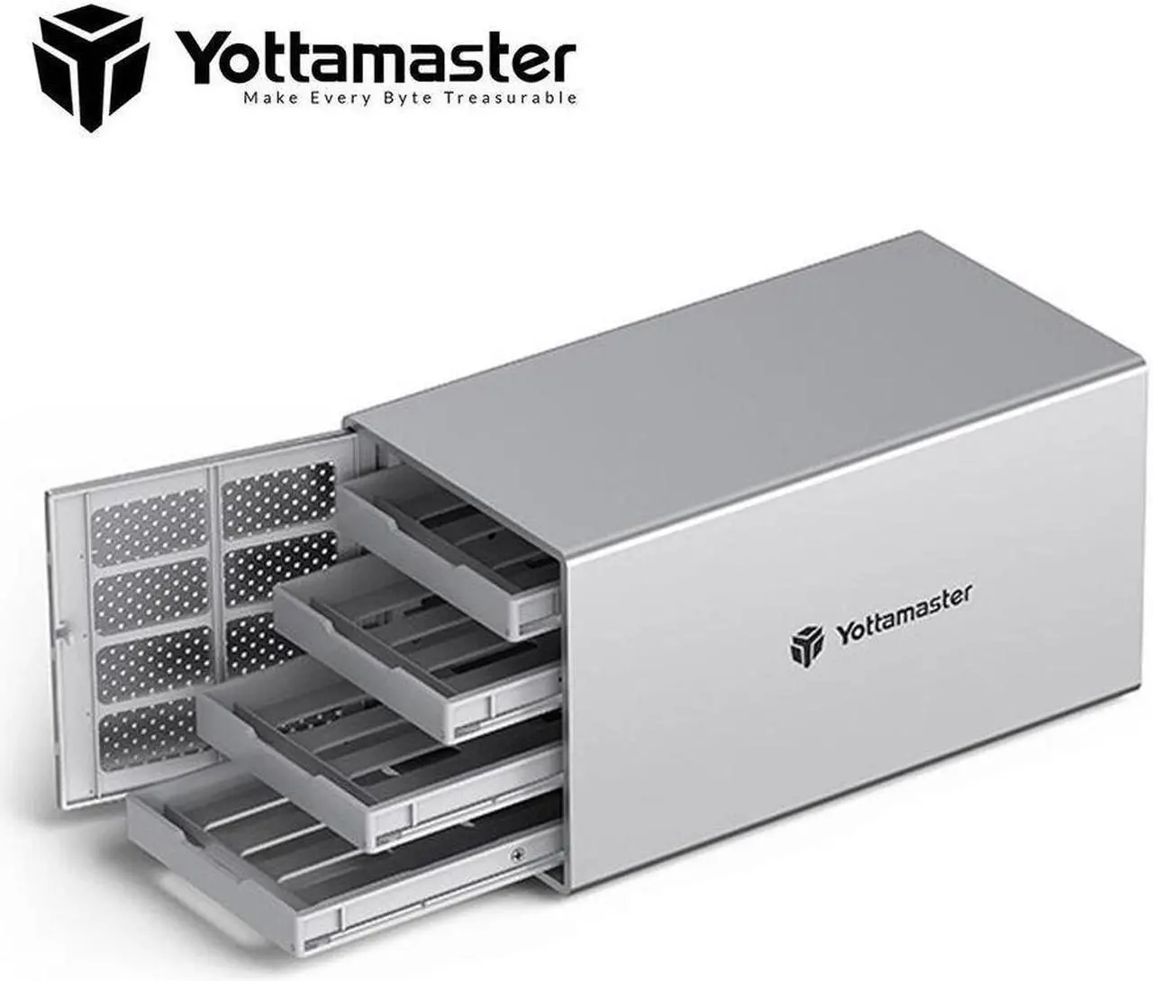 Yottamaster 4 Bay Hard Drive Enclosure, Aluminum Alloy 4 Bay 2.5/3.5 ...