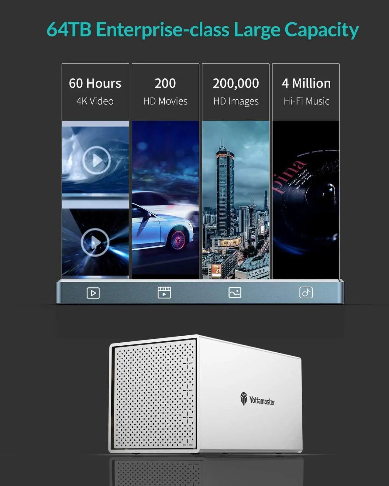 Yottamaster 4 Bay Hard Drive Enclosure, Aluminum Alloy 4 Bay 2.5/3.5 ...