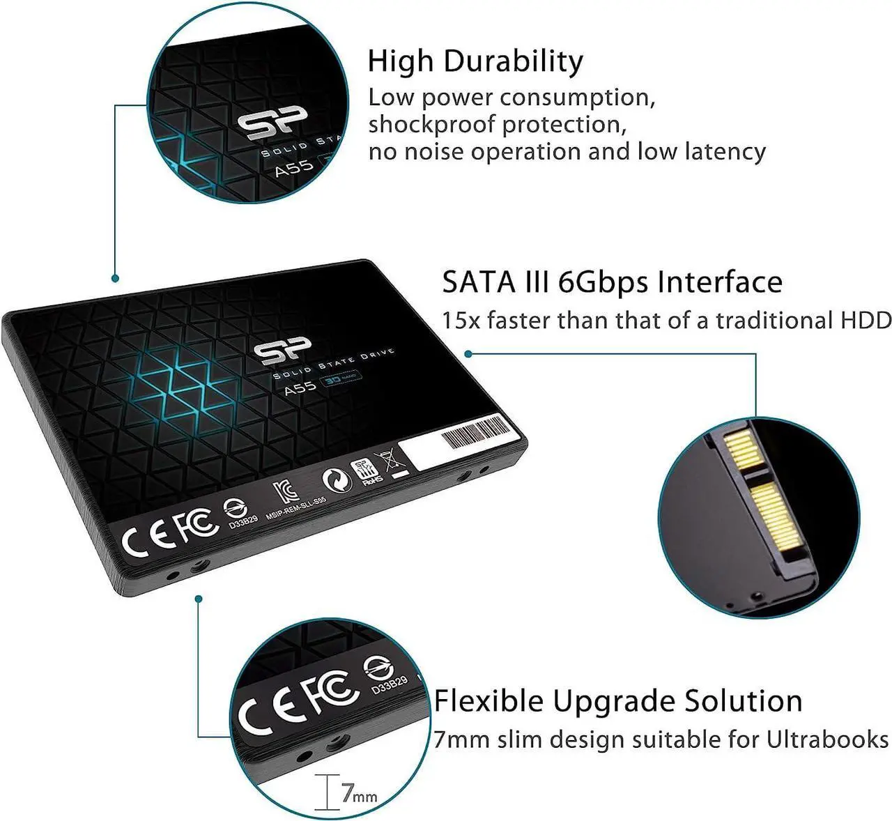 Silicon Power 4TB SSD 3D NAND A55 SLC Cache Performance Boost SATA III ...