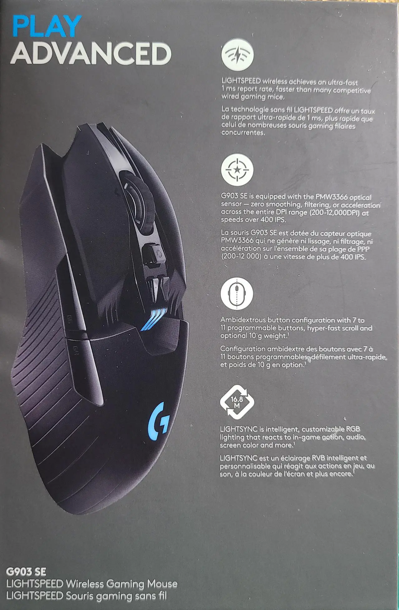 Logitech G903 SE LIGHTSPEED Gaming Mouse with POWERPLAY Wireless ...