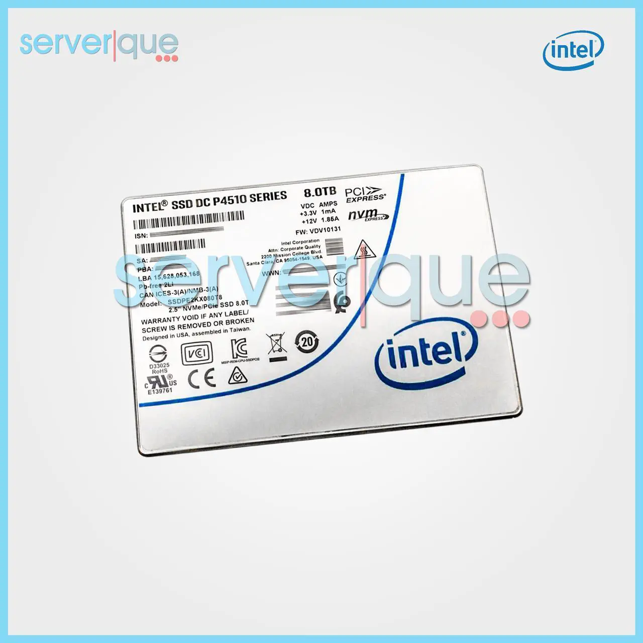 Refurbished: Intel SSDPE2KX080T8 DC P4510 8TB 2.5" 3D NAND TLC PCIe 3.1 ...