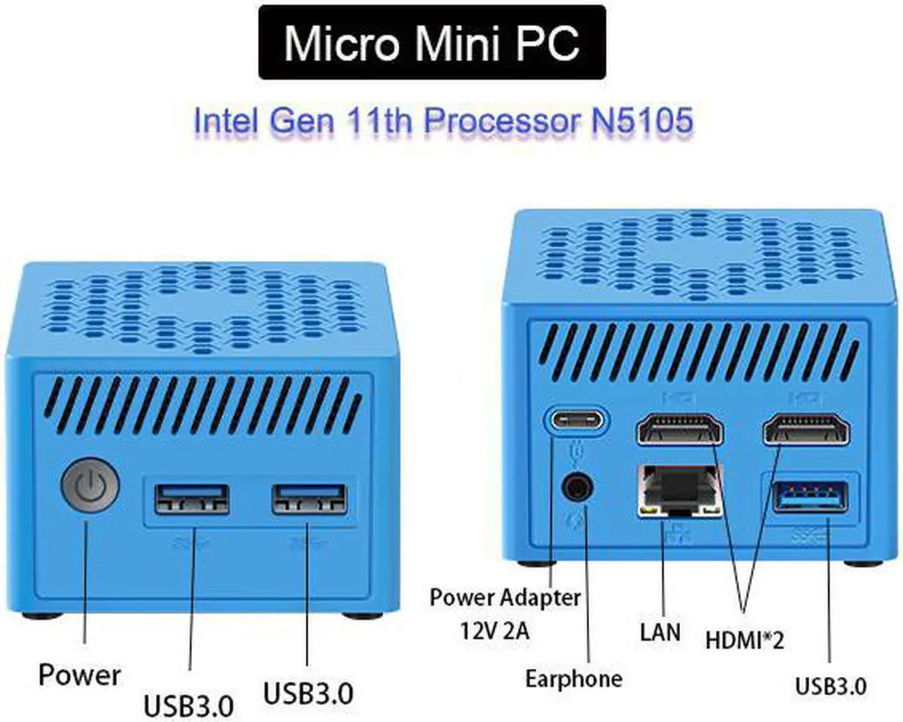 Neosmay Blue Mini PC Intel 11th Gen Celeron N5105 Upto 2.9GHz 10nm WiFi ...