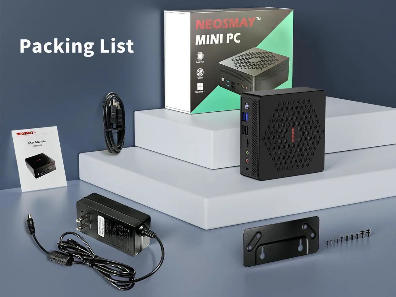 NEOSMAY Fanless Mini PC 16GB DDR4-3200 1TB SSD (Reliable Quality) Intel ...