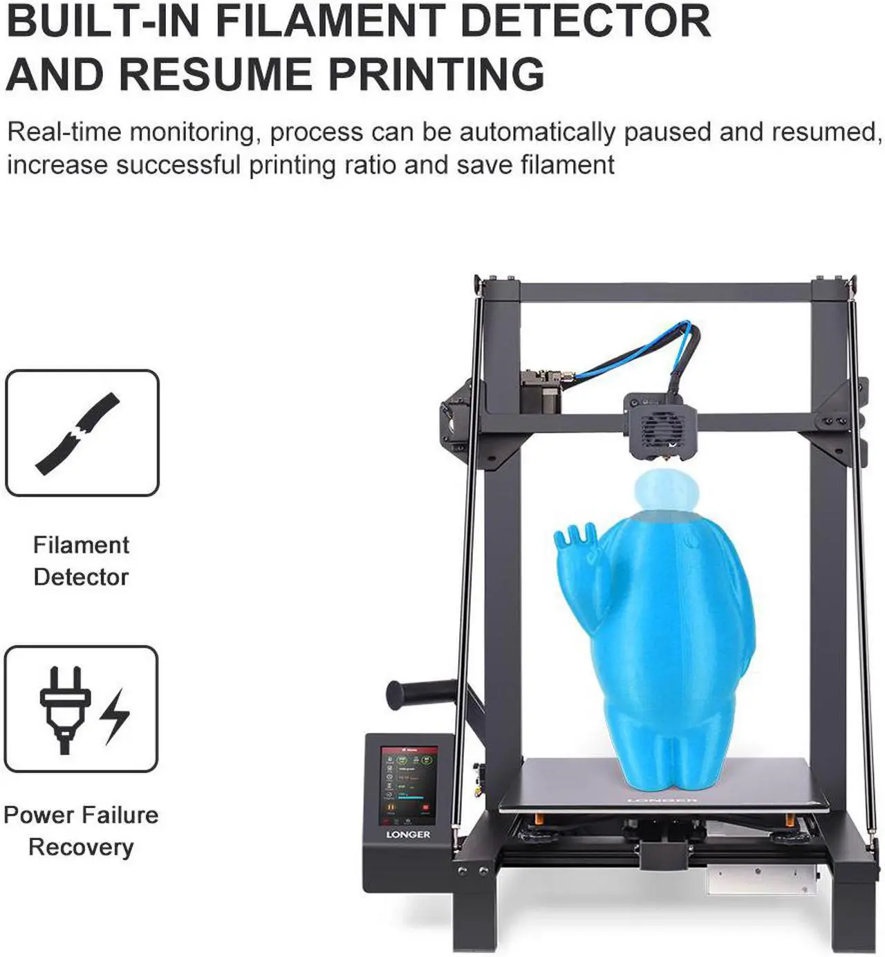 Longer Large Print Size 300x300x400mm (11.8"x11.8"x15.7") 3D Printer ...