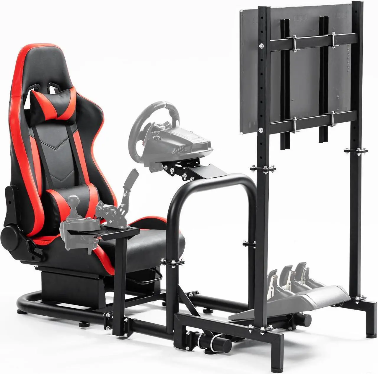 Minneer Racing Simulator Cockpit with Red Seat and TV Stand Fit for ...