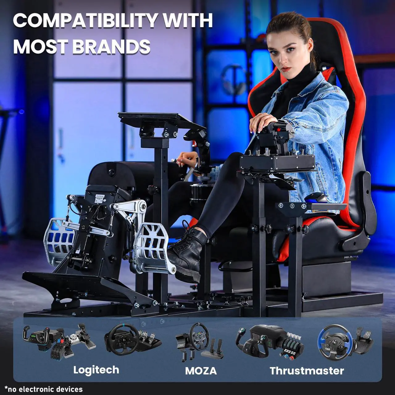 Minneer RACING/FLYING Simulation Cockpit with Red Seat Hotas Mount ...