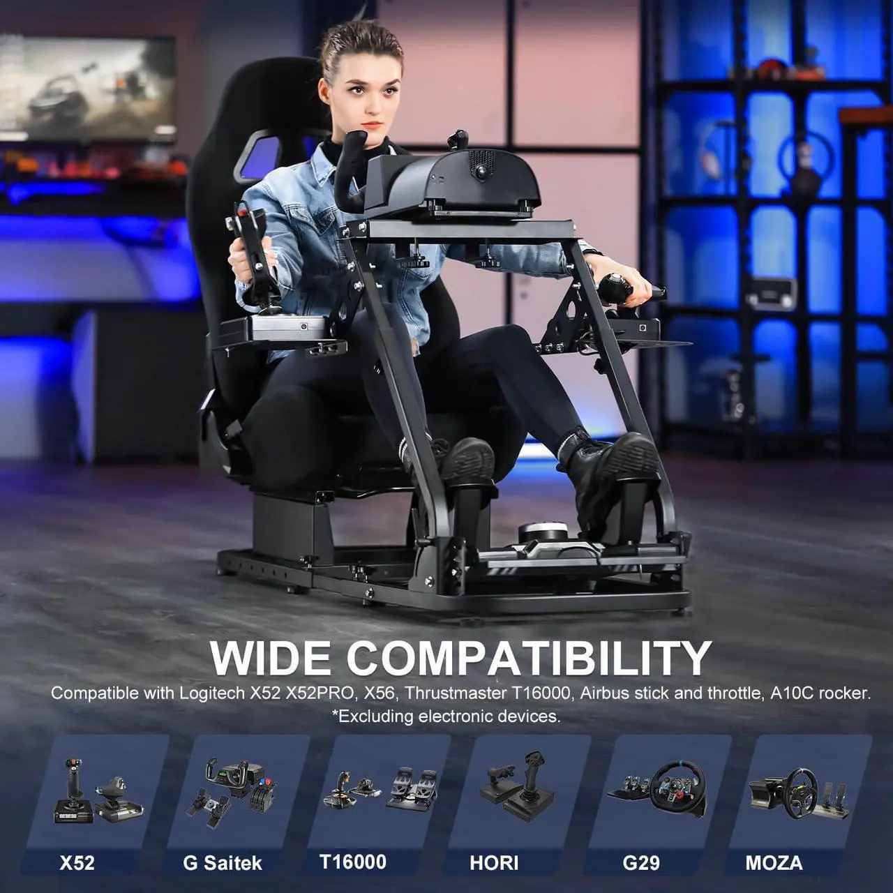 Minneer Flight Simulator Cockpit with Seat Compatible with Logitech G25 ...