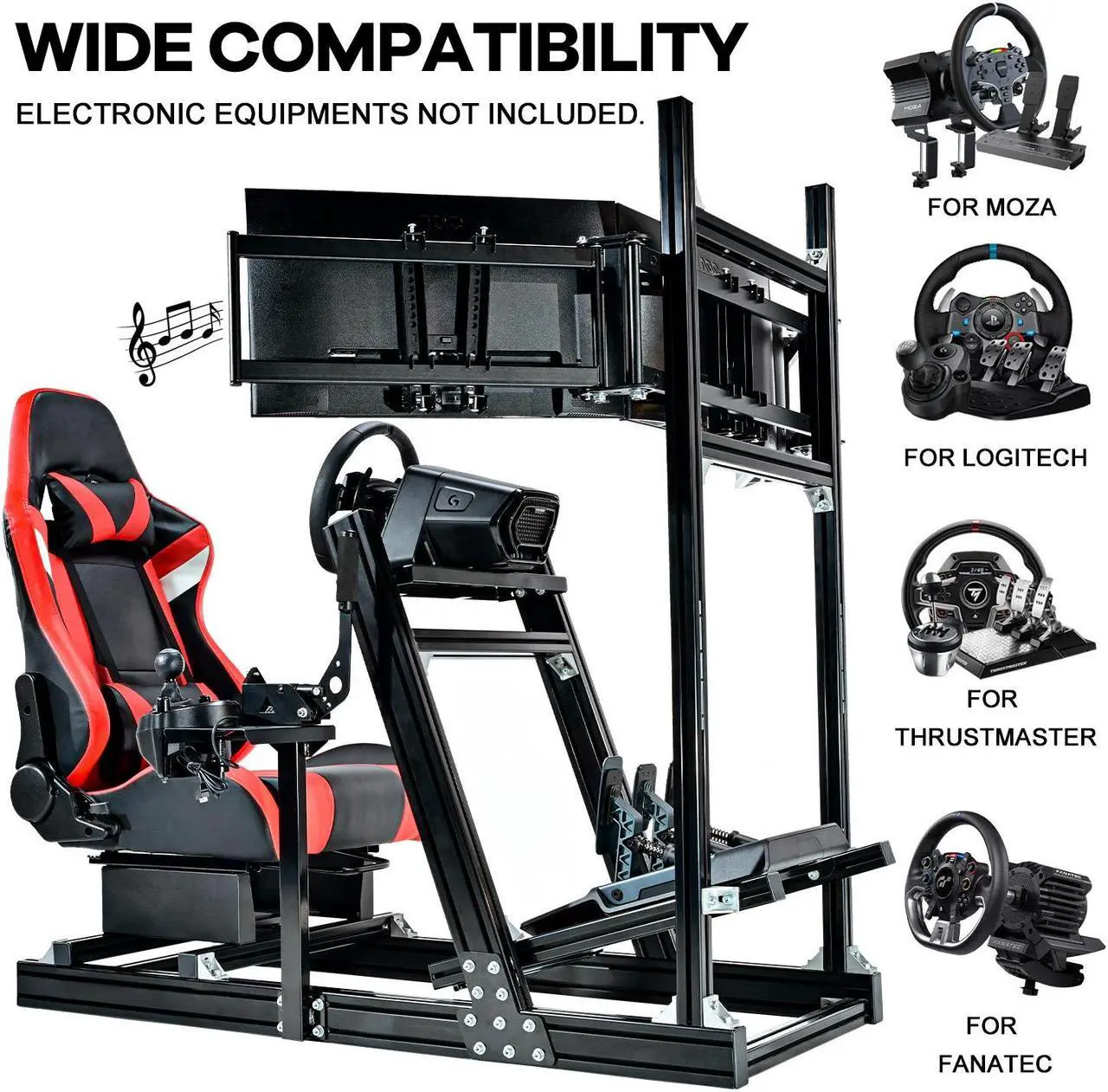 Minneer Aluminum Racing Simulator Cockpit with Triple Monitor Stand ...