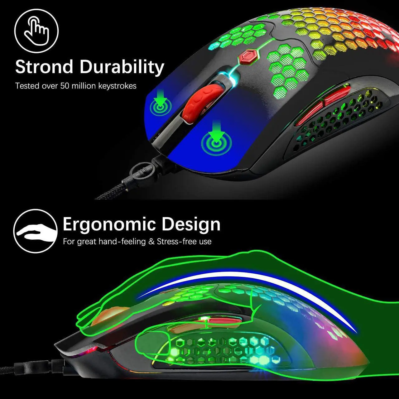 Zhhcyyds M5 RGB Lightweight Wired Gaming Mouse with 12000 DPI 6 ...