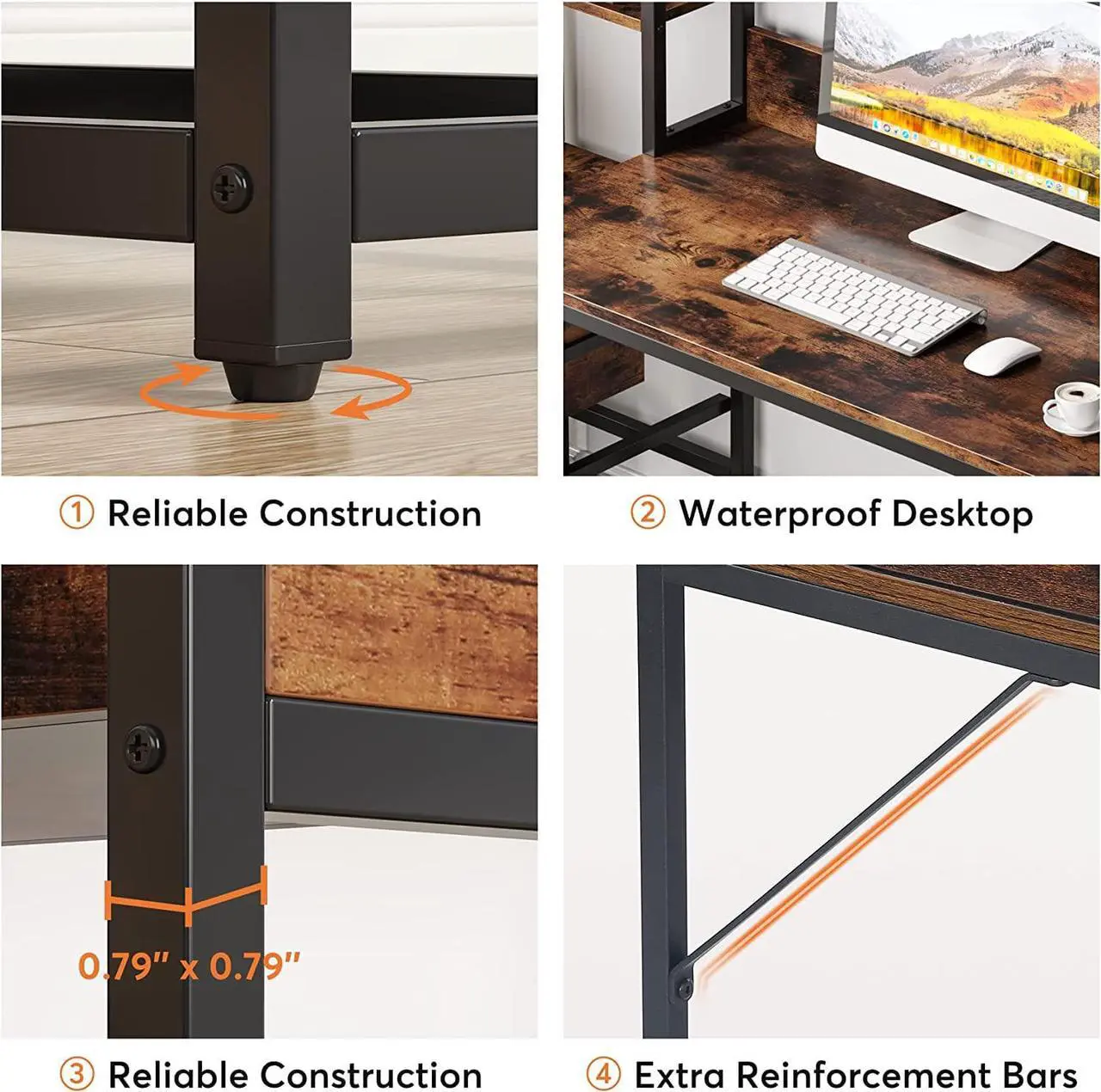 Tribesigns 55 Inch Computer Desk with 2 Drawers and Storage Shelves ...