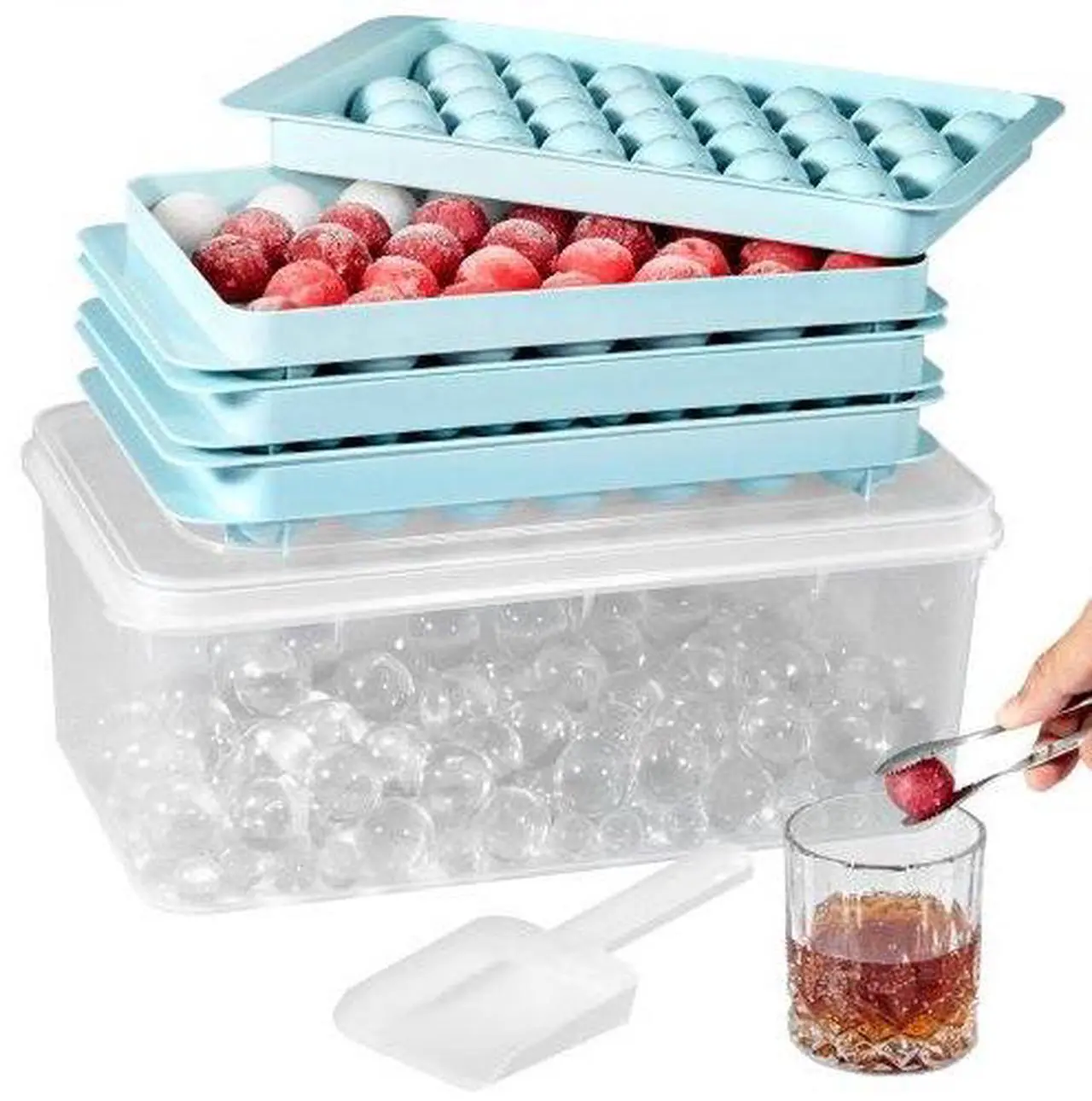 VEVOR Ice Cube Tray, Round Ice Ball Maker for Freezer, 2x33pcs ...